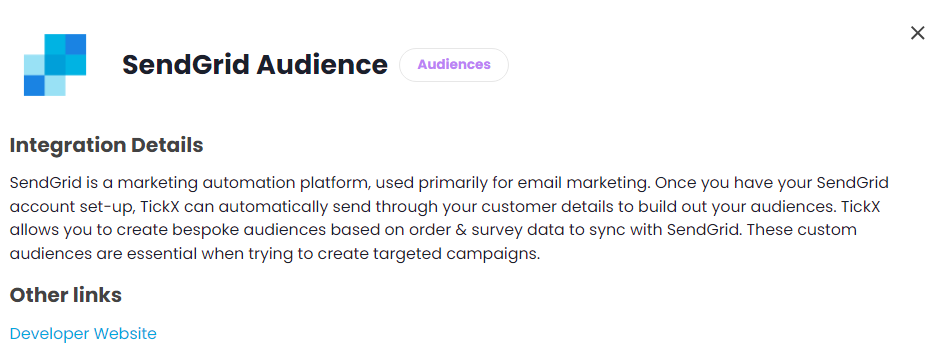 SendGrid Audience – TickX