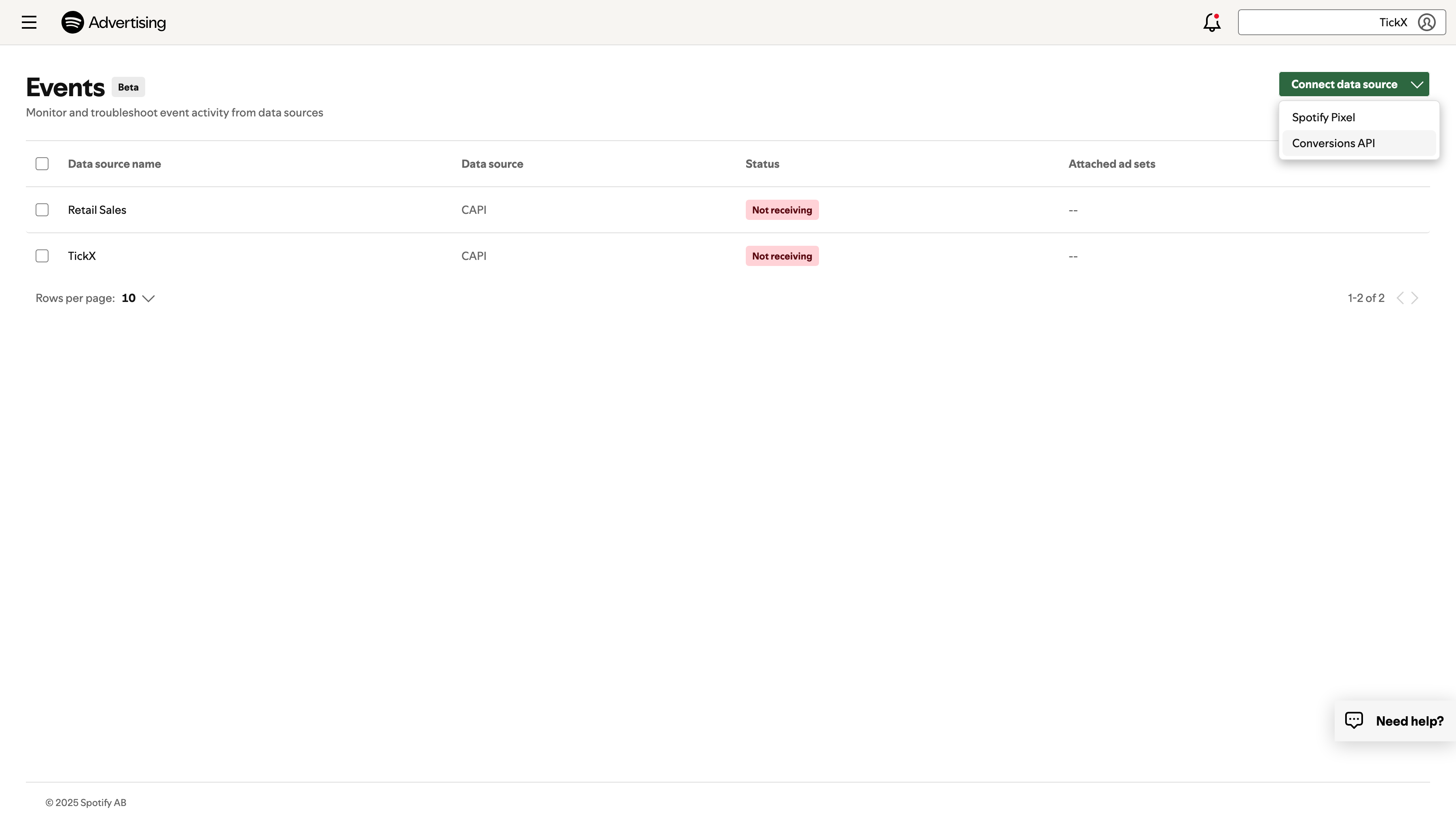 Spotify Conversion API – TickX